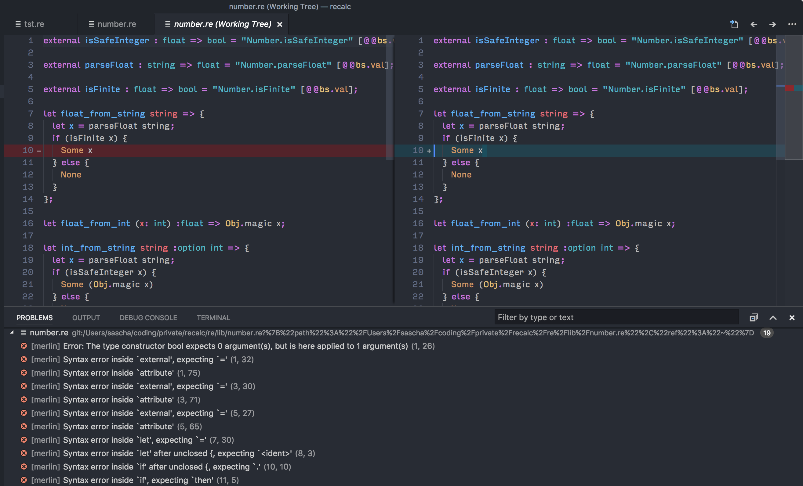 Merlin doesn't use reason syntax in "git-diff view" · Issue #75 · reasonml-editor/vscode ...