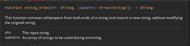 Docs: `string_trim` doesn't have `substr` argument · Issue #2030 · YoYoGames/GameMaker-Bugs · GitHub
