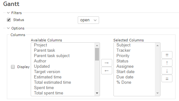 Incorrect display checkbox "Display" on Gantt options for Redmine 4.1.0 · Issue #171 ...
