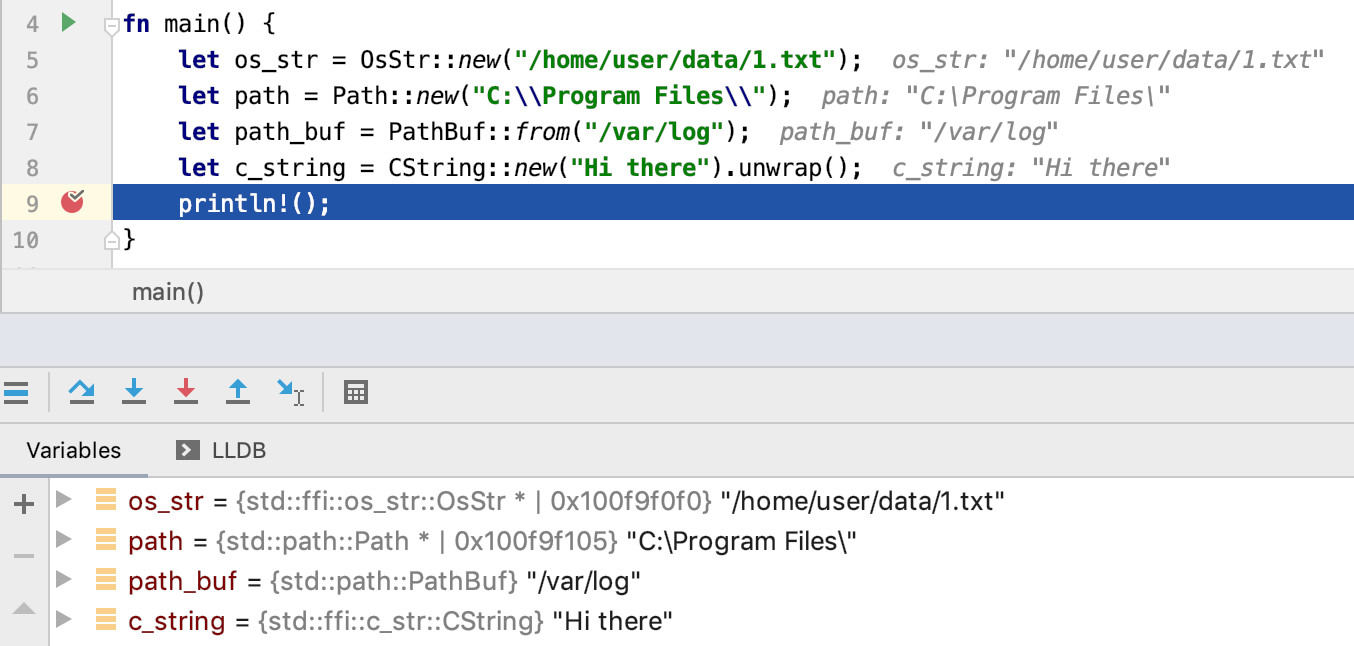 Pretty print `OsStr`, `CString`, `Path`, `PathBuf` with GDB · Issue #6046 · intellij-rust ...