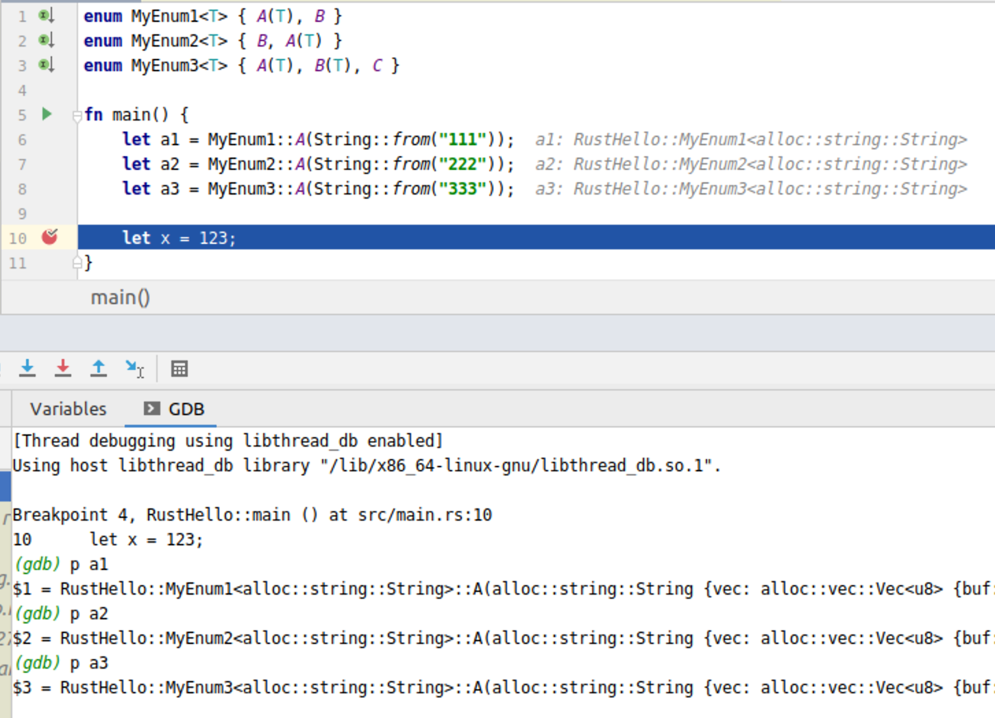 GDB pretty-printers crash on Option-like enums · Issue #4155 · intellij-rust/intellij-rust · GitHub
