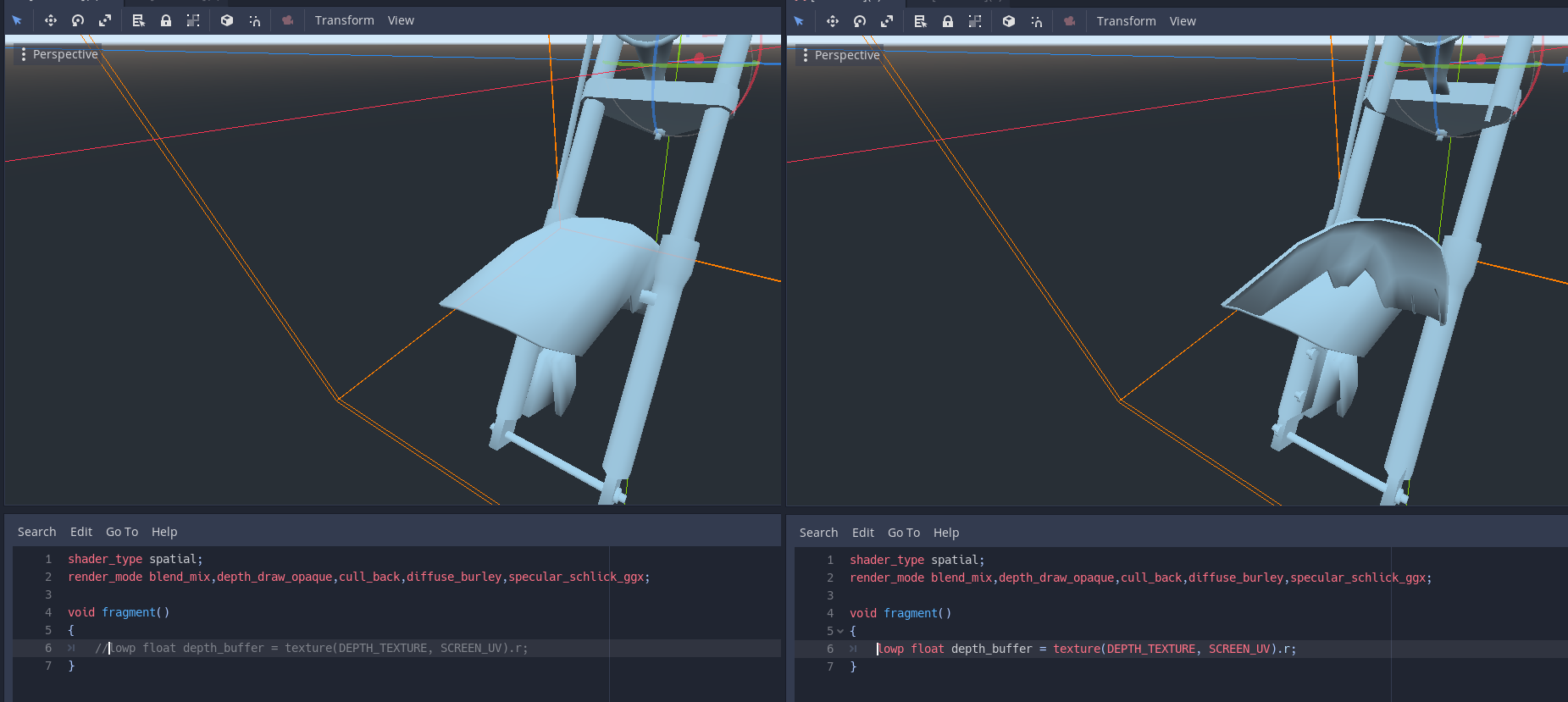 Rendering issue with DEPTH_TEXTURE reading. · Issue #50027 · godotengine/godot · GitHub