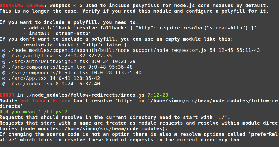 Create React App V5 Rejects All Node Polyfills · Issue 55 · Resonatecoopbeam · Github
