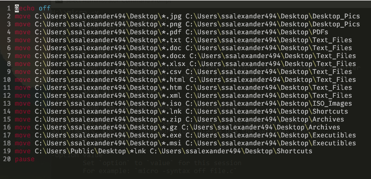 No syntax highlighting for .bat (batch) files · Issue #1388 · zyedidia/micro · GitHub