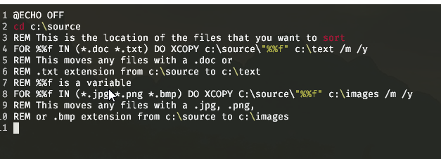 No syntax highlighting for .bat (batch) files · Issue #1388 · zyedidia ...