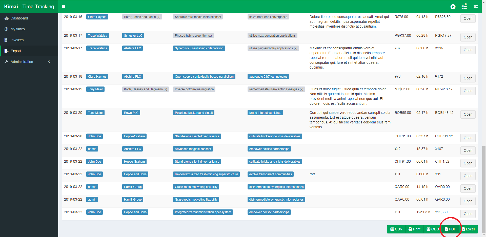 Error export PDF · Issue #648 · kimai/kimai · GitHub