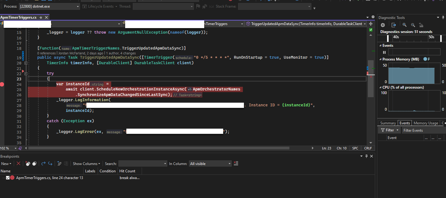 Breakpoints not hit when debugging .Net 7 Isolated Process Functions · Issue #1407 · Azure/azure ...