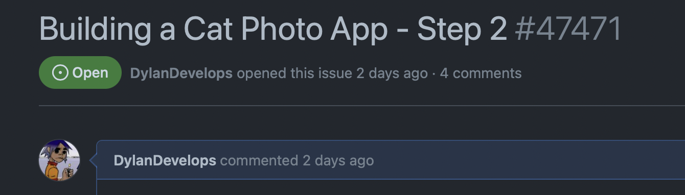 Building a Cat Photo App - Step 2 · Issue #47471 · freeCodeCamp/freeCodeCamp · GitHub