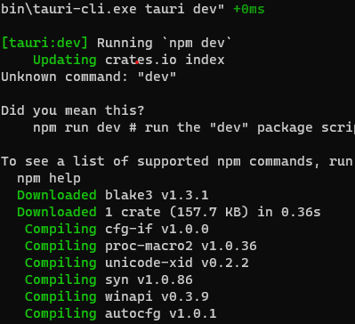 npm run tauri dev calls "npm dev" not "npm run dev" [bug] · Issue #3280 · tauri-apps/tauri · GitHub