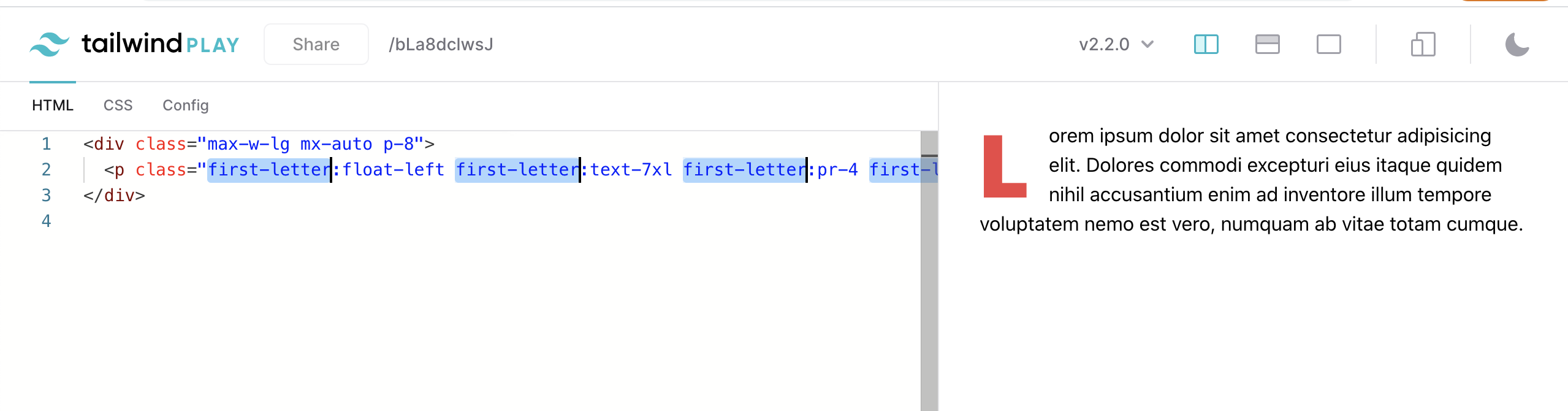 How would you implement drop caps with tailwindcss? · tailwindlabs tailwindcss · Discussion ...