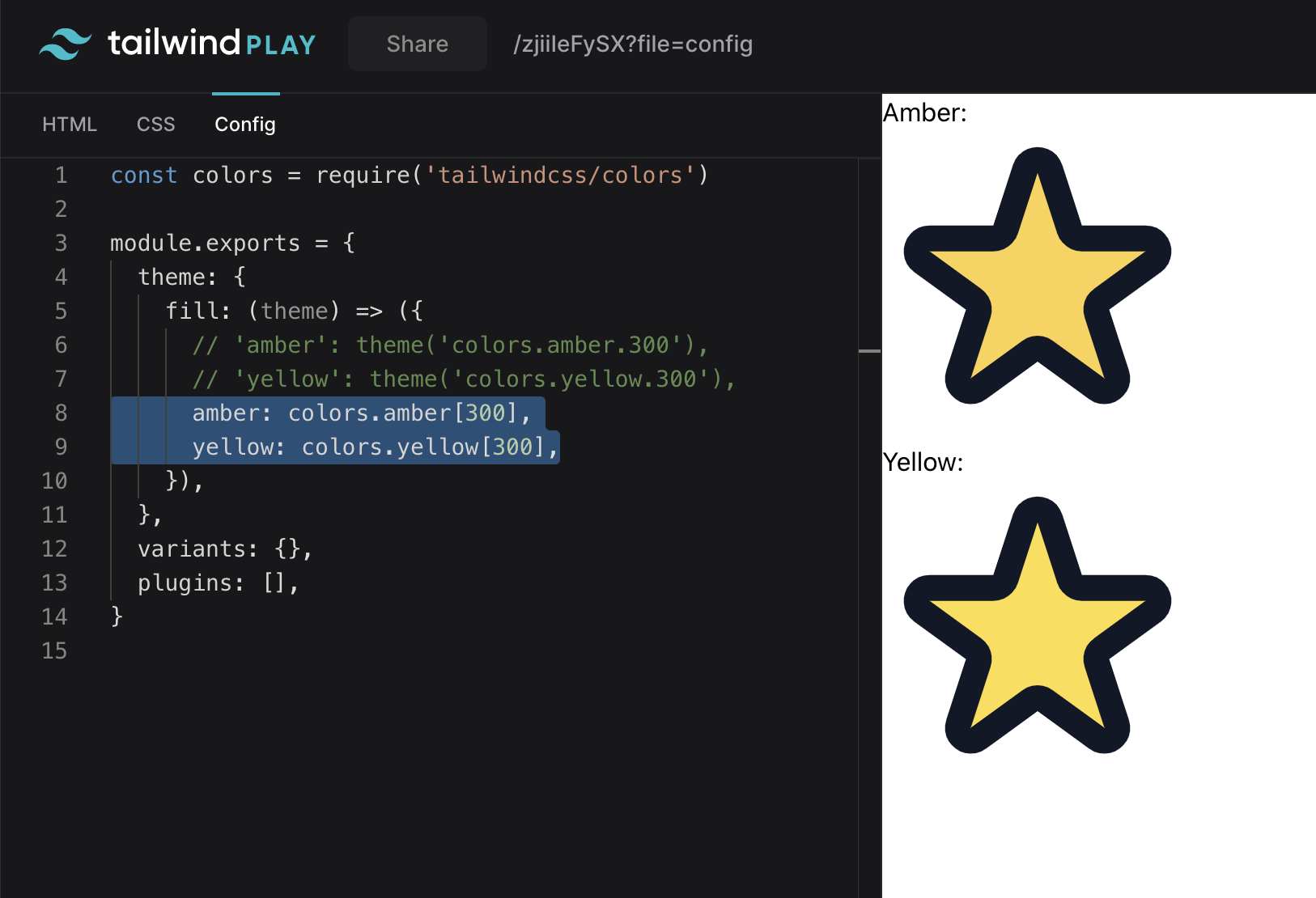 Fill utility class `fill-amber-300` doesn't work · Issue #5103 · tailwindlabs/tailwindcss · GitHub