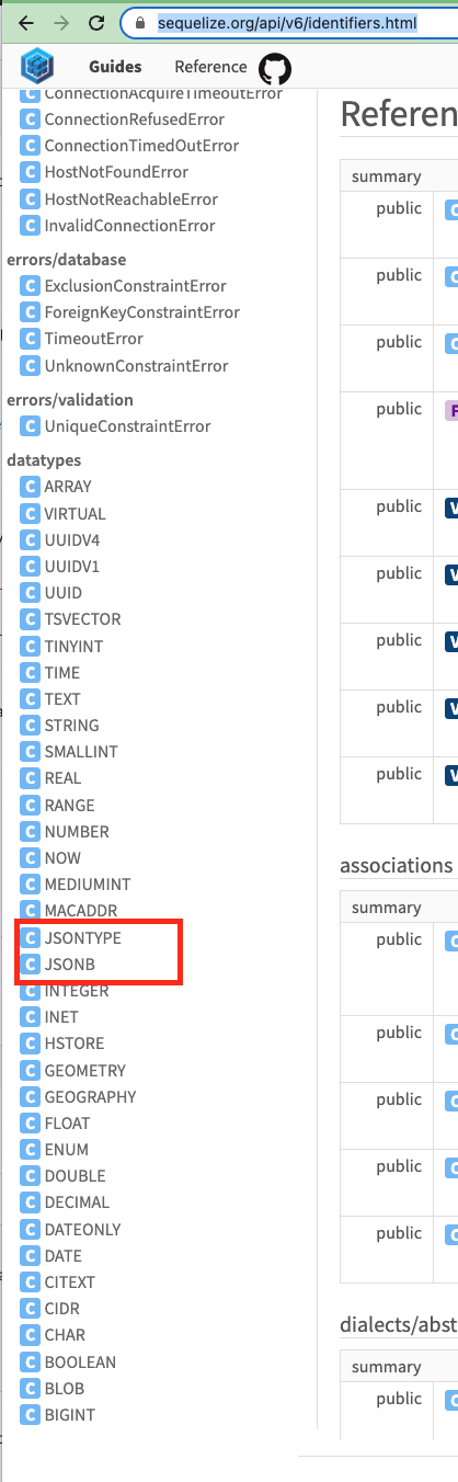 Sequelize 6 Docs Dont Have The Datatype Json It Only Has Jsontype