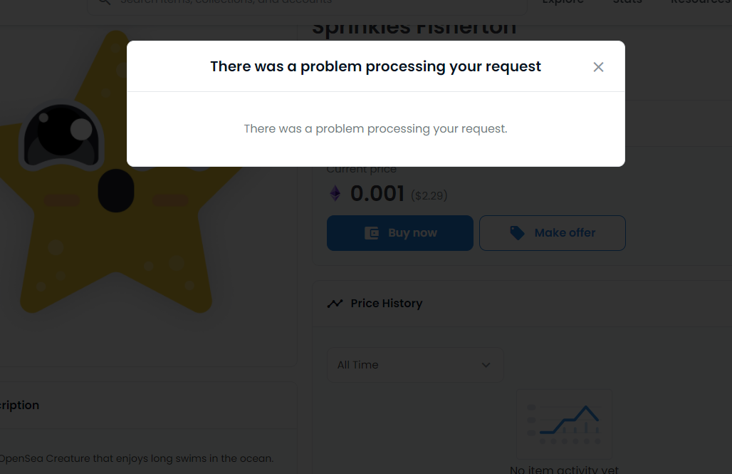 Transaction Fail When Trying To Buy The NFT · Issue #166 · ProjectOpenSea/opensea-creatures · GitHub