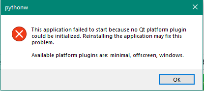 Could not load the Qt platform plugin "windows" in "" even though it was found · Issue #1042 ...