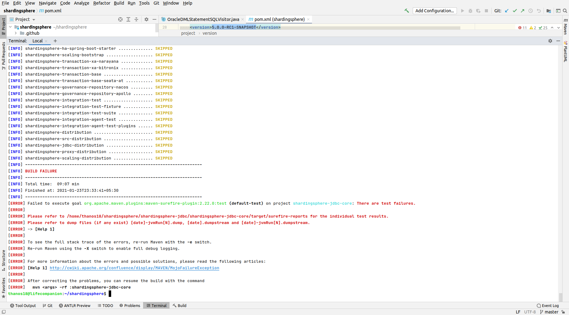 Build fails · Issue #9143 · apache/shardingsphere · GitHub
