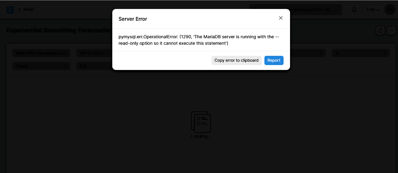 Server Error While run the Report read_only can't execute the Statement. · Issue #21463 · frappe ...