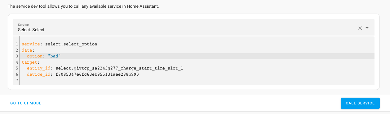 select_option service causes corruption to GivTCP · Issue #89878 · home-assistant/core · GitHub