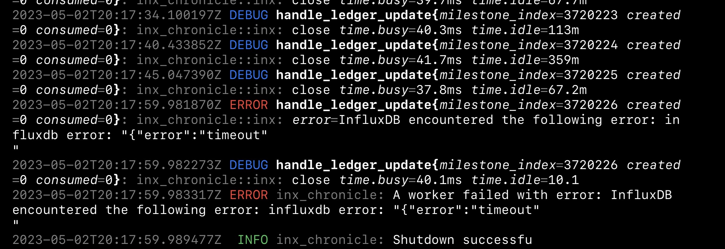 INX-chronicle exists with wrong exit code and thus does not restart · Issue #1228 · iotaledger ...