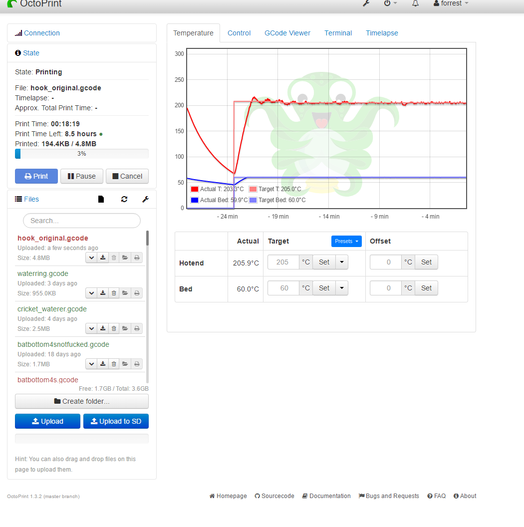 Temperature is configured with hot-end & bed but set independently. · Issue #216 · OctoPrint ...