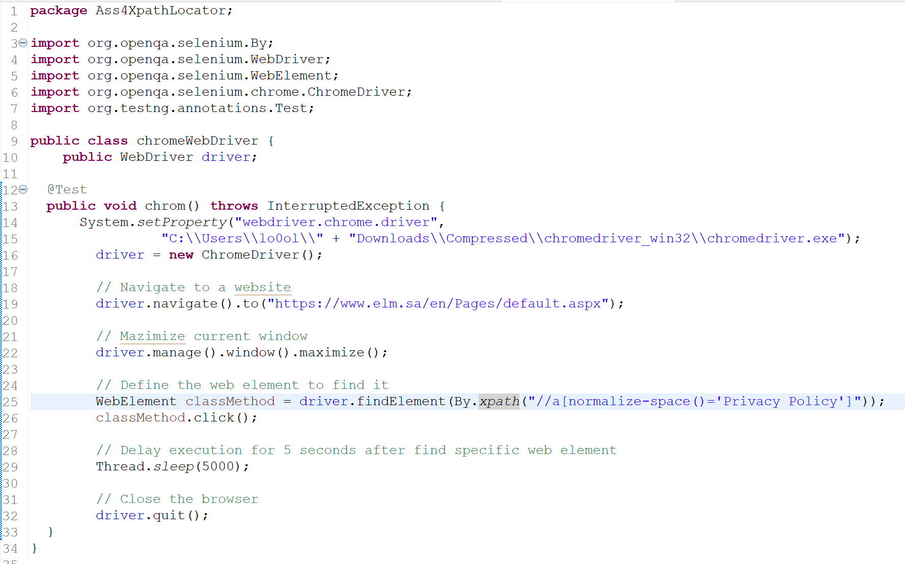 Github Mawaddahhexample For Xpath Using Linktext Locator Assignment 4 W8d1 Sda Software 
