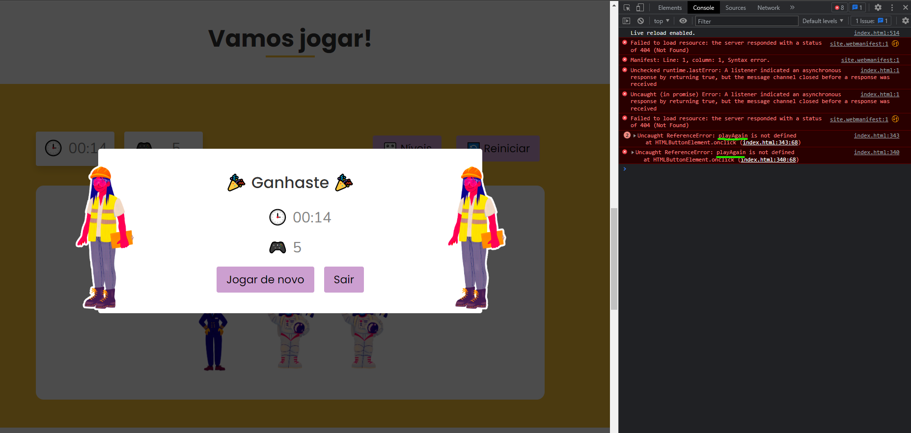 Botões de "jogar de novo" e "sair" geram um erro · Issue #54 · As-Raparigas-do-Codigo/jogo-das ...