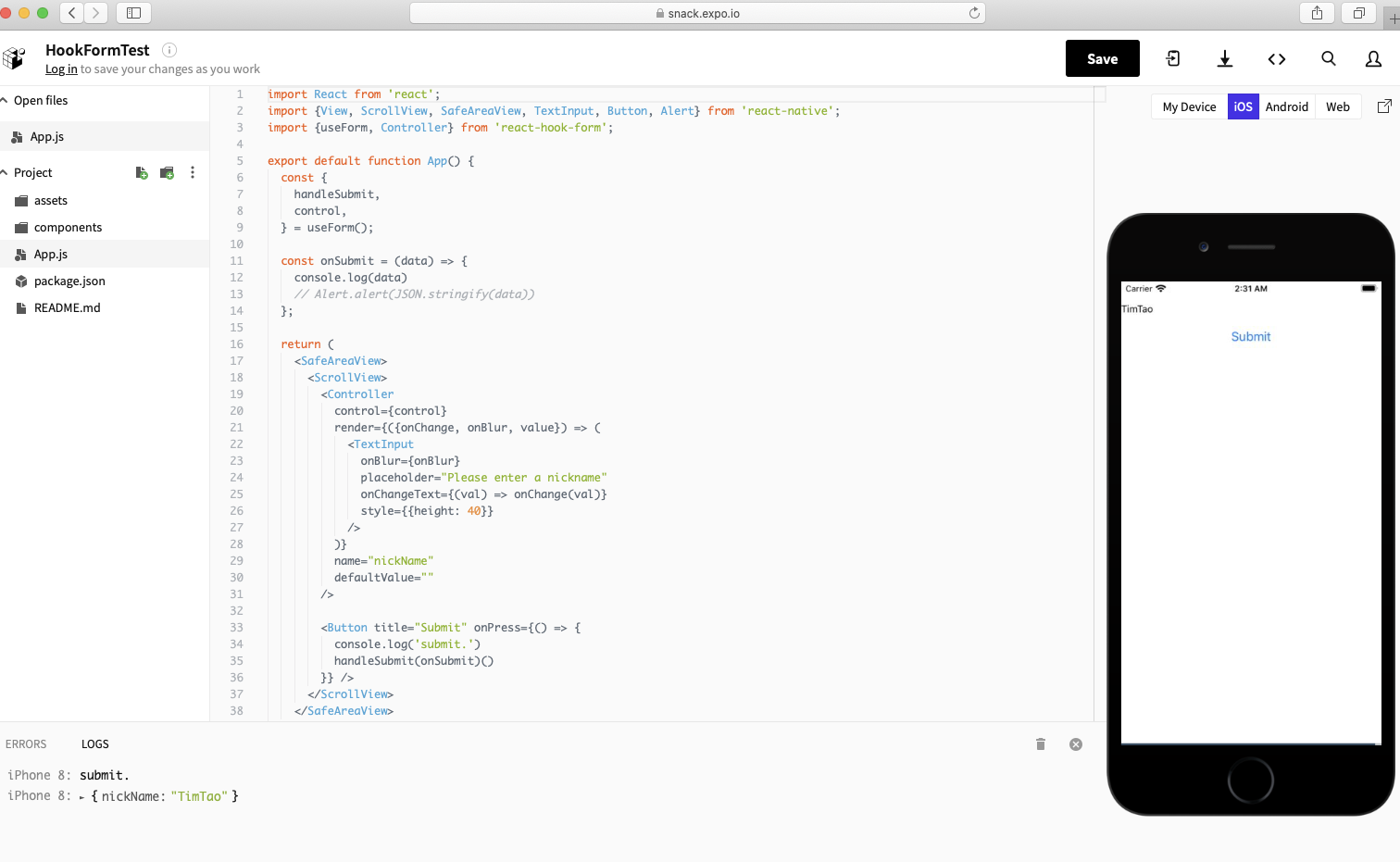 In React Native Development When The Form Is Submitted The First Click Does Not Respond The