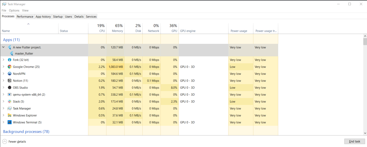 [windows] Excessive resource consumption · Issue #83997 · flutter/flutter · GitHub
