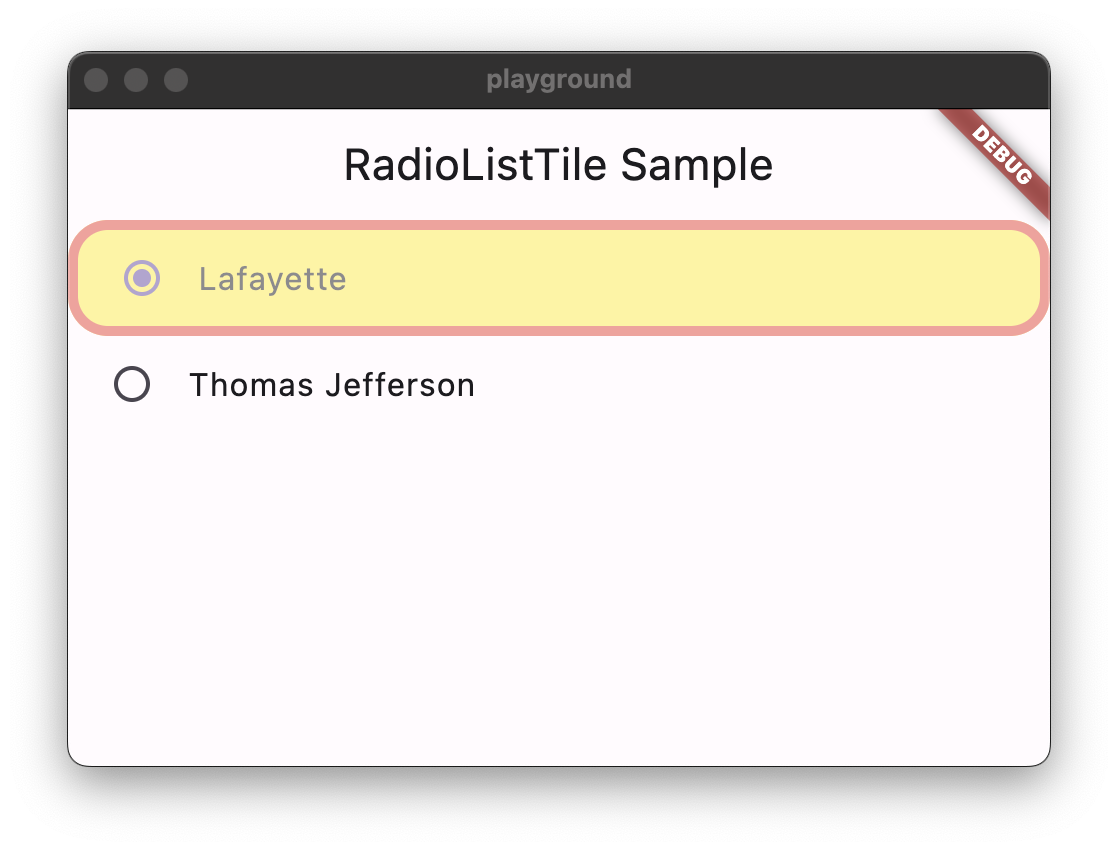 Opacity on RadioListTile having no effect on tileColor and shape ... Opacity on RadioListTile having no effect on tileColor and shape ...