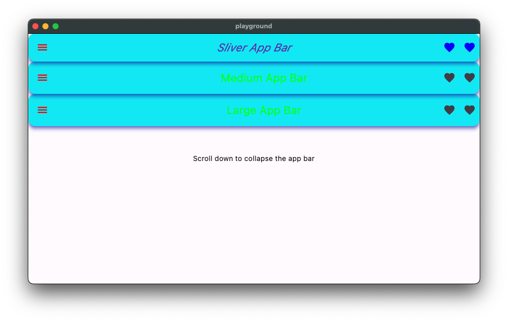 `sliverappbarmedium` And `sliverappbarmedium` Doesnt Support Title Style Icon Theme