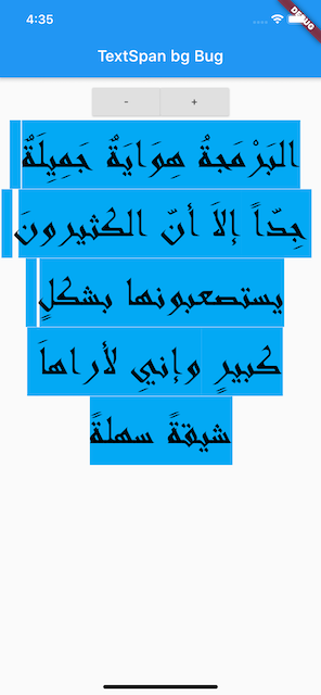 TextSpan backgroundColor with special Arabic character are not ...
