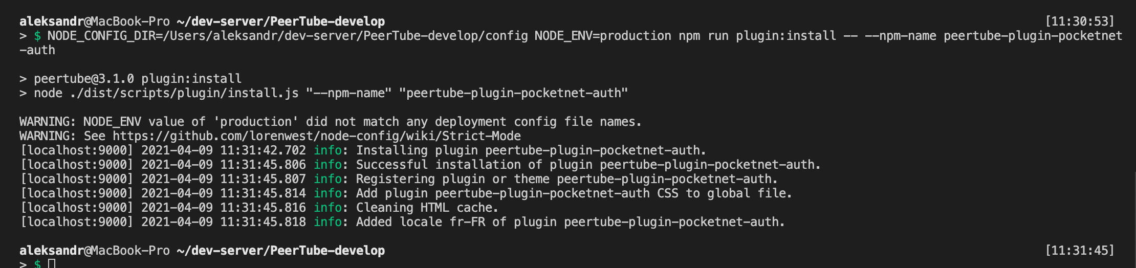 Unable to install plugin locally · Issue #3941 · Chocobozzz/PeerTube · GitHub
