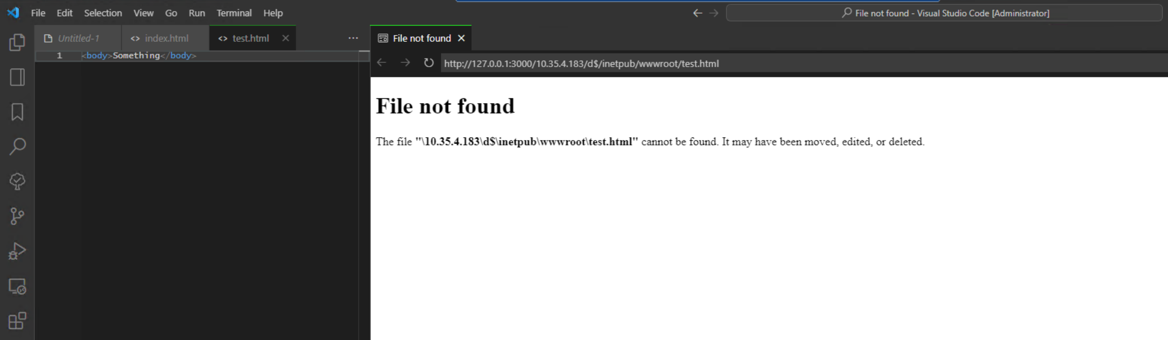 Bug when previewing UNC files · Issue #326 · microsoft/vscode-livepreview · GitHub