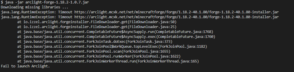 java.lang.RuntimeException: Timeout · Issue #914 · IzzelAliz/Arclight · GitHub