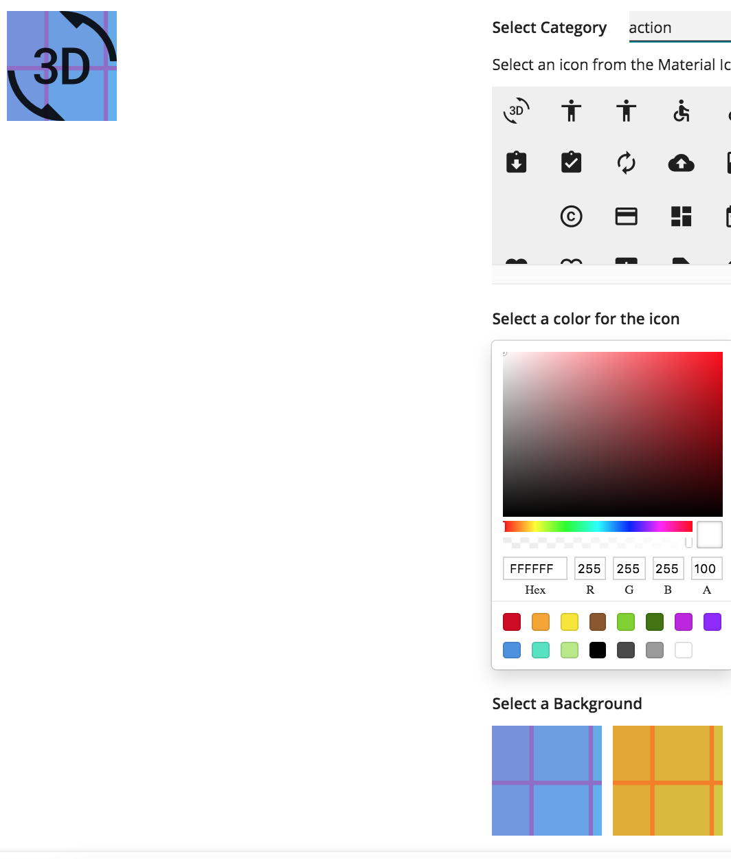 [Publisher] Icons are not placed properly under "Select an icon from the Material Icons for you ...