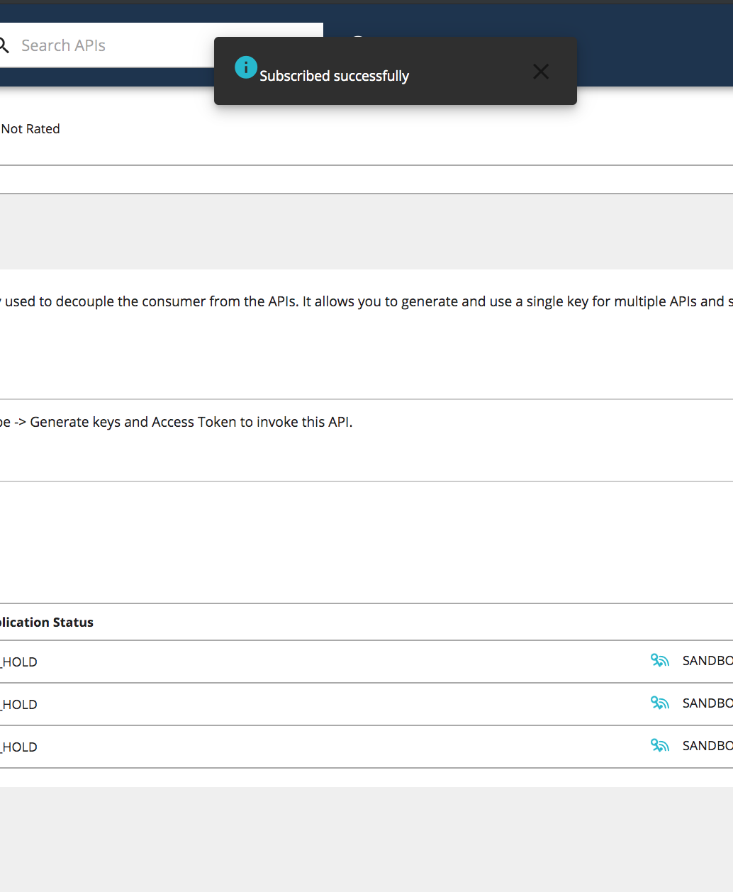 Subscription success message should be changed for pending approvals ...
