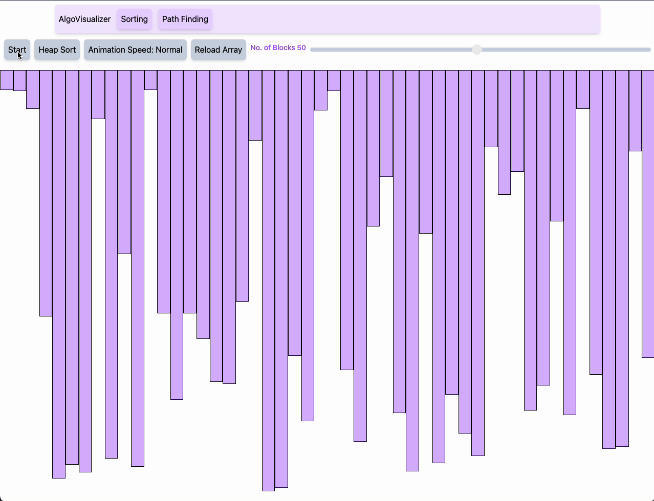 GitHub - jaiswalvikas9991/AlgoVisualizer: A ReactJs based web application for visualization of ...