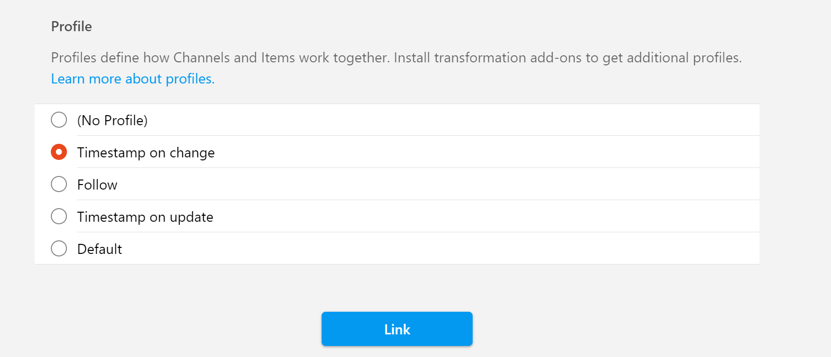 Settings point/Item link does not save profiles when adding and all profiles are not shown when ...