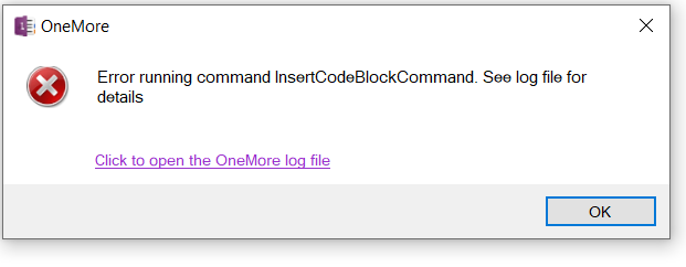 Insert code block with text selected yields an error · Issue #646 · stevencohn/OneMore · GitHub