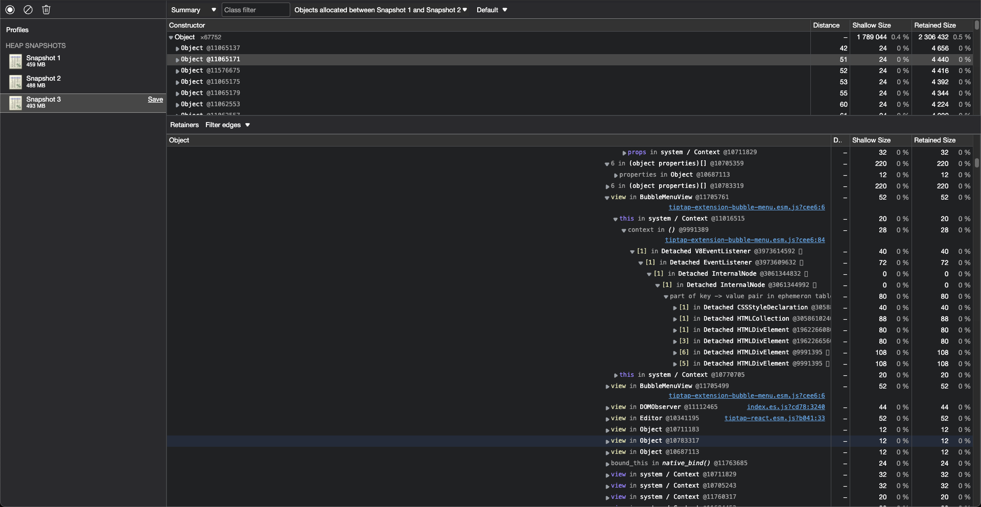 Memory leak in BubbleMenuView and FloatingMenuView · Issue #3365 · ueberdosis/tiptap · GitHub