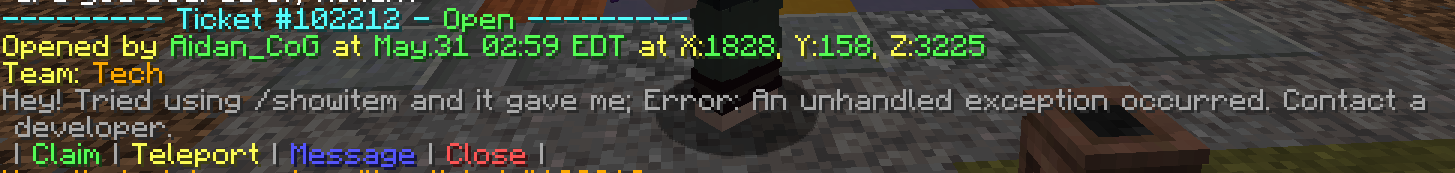 /showitem gives unhandled exception occurred. · Issue #278 · Lord-of-the-Craft/tracker · GitHub
