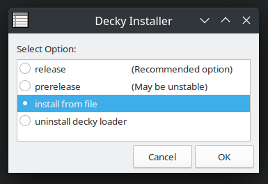 User Friendlier Installer by PartyWumpus · Pull Request #297 · SteamDeckHomebrew/decky-loader ...