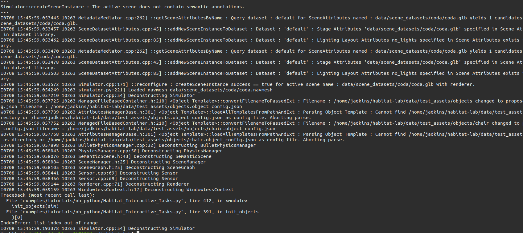 Crash when running examples/tutorials/nhp_python/Habitat_Interactive ...
