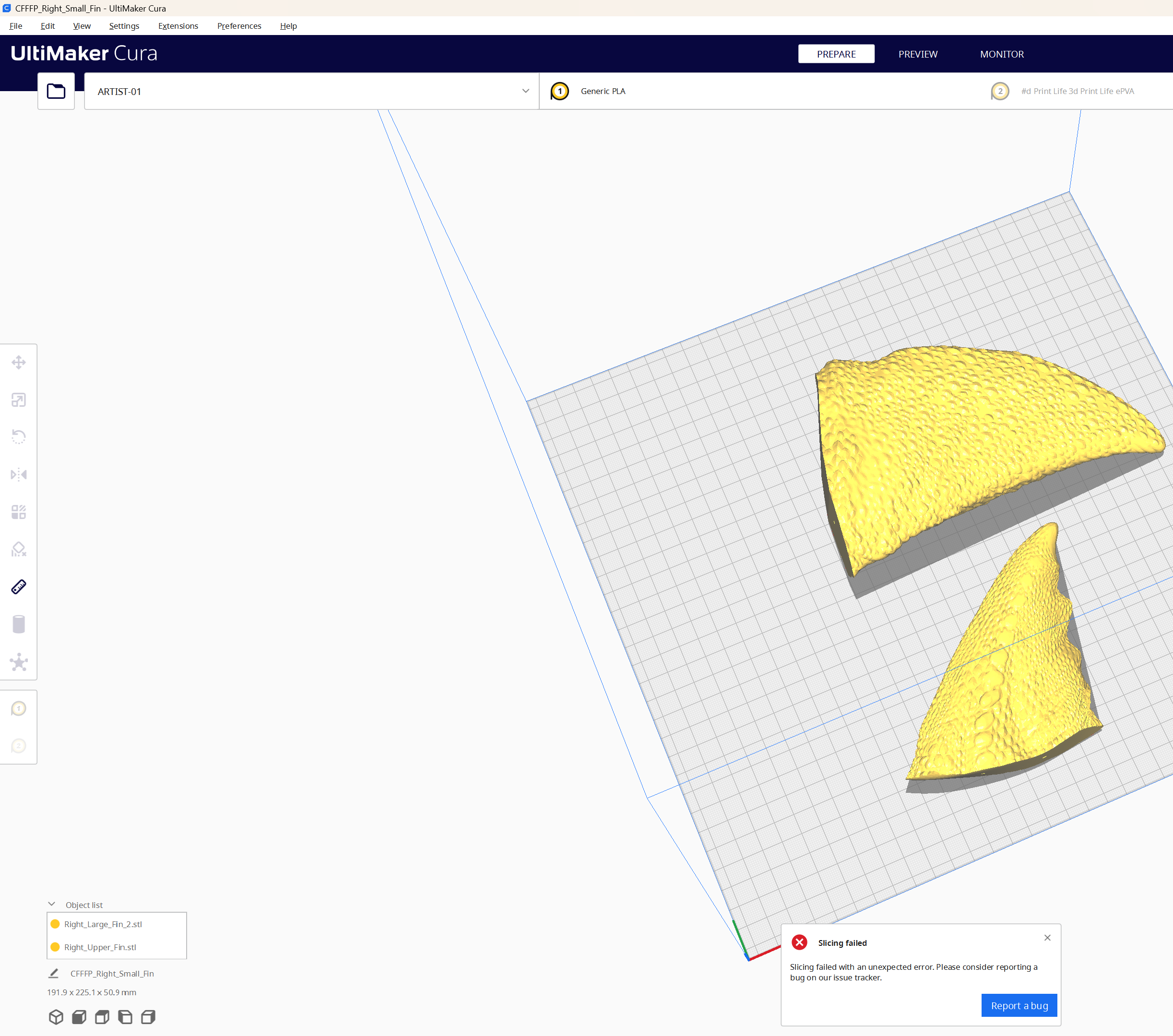 Failed to slice unknown error · Issue #15241 · Ultimaker/Cura · GitHub