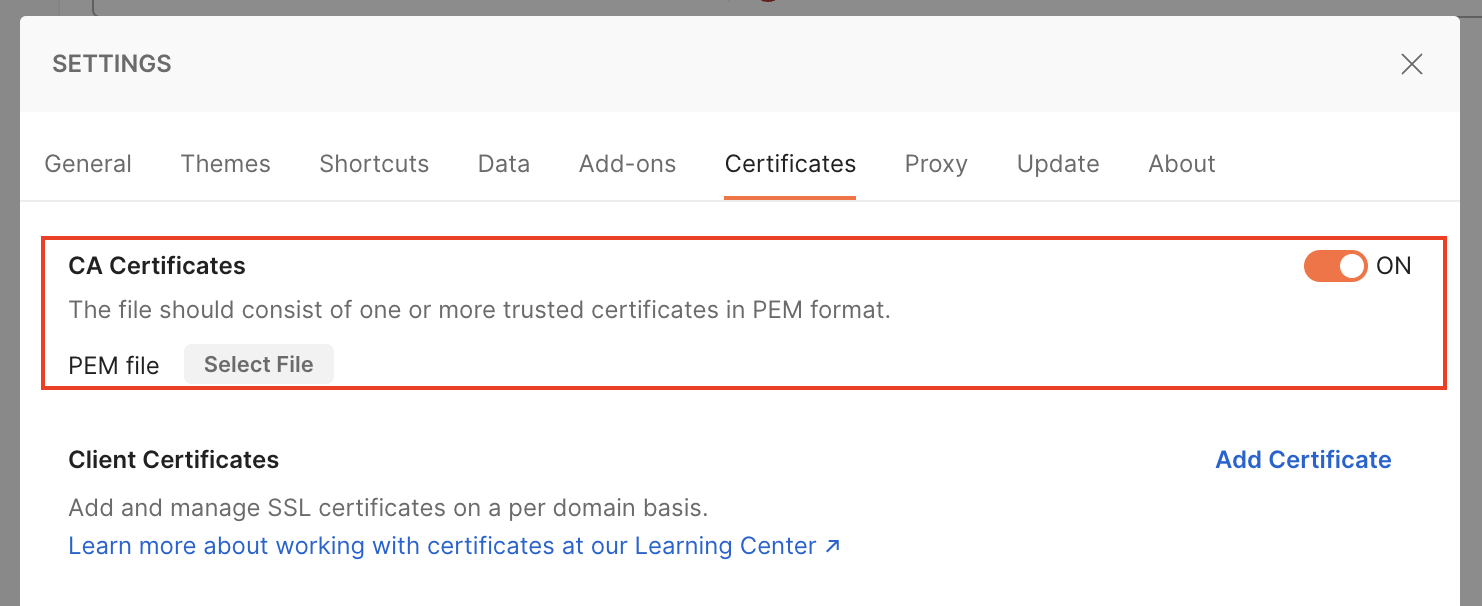 Support using server certificate for gRPC · Issue #10533 · postmanlabs/postman-app-support · GitHub