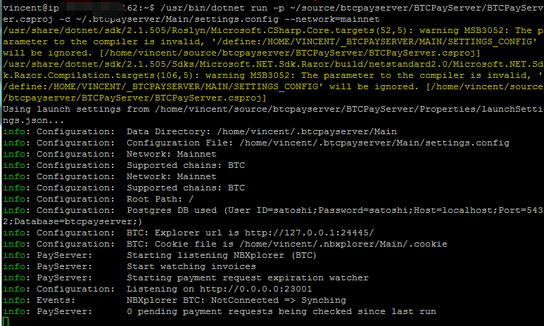 error MSB3883: Unexpected exception: [/home/vincent/source/btcpayserver ...