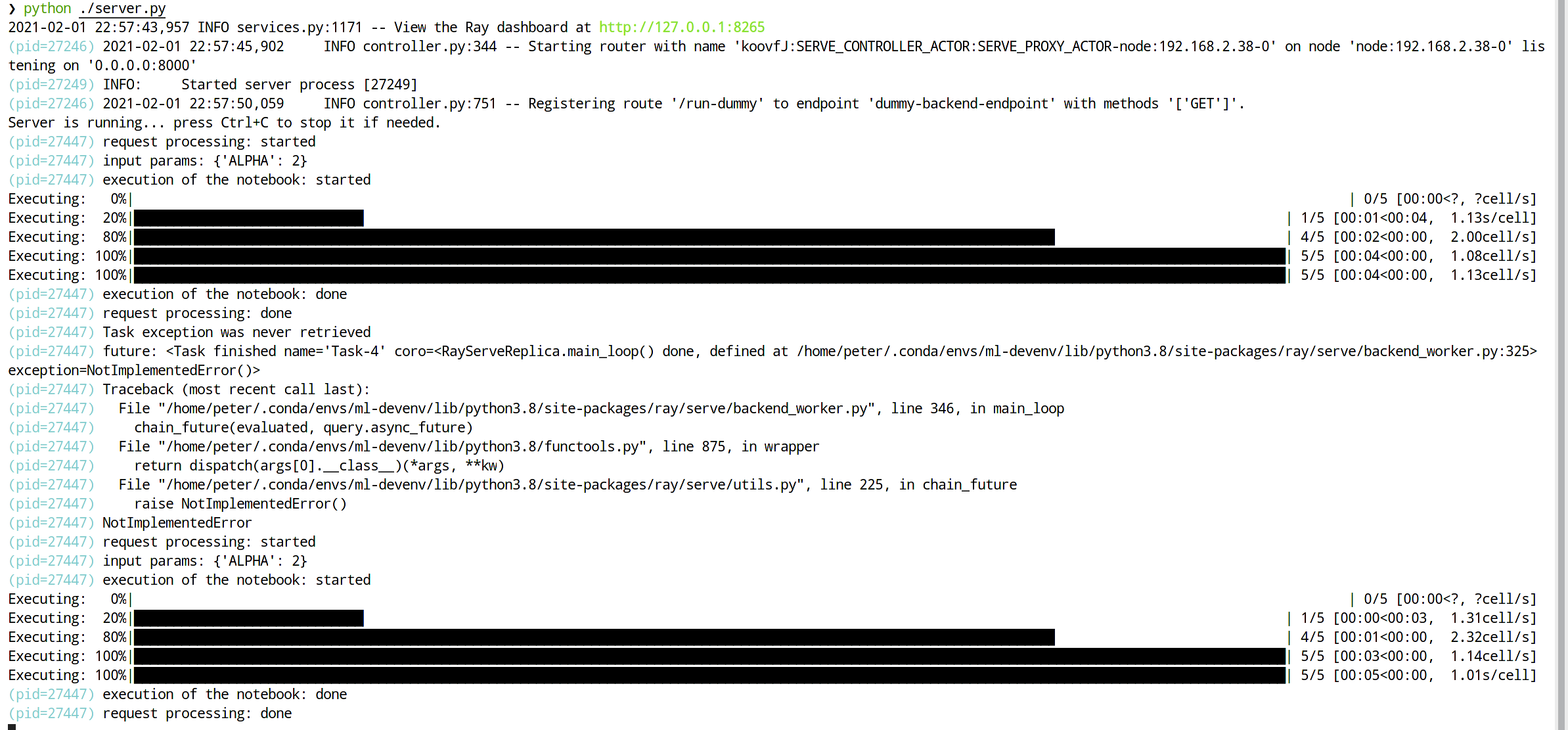 [serve]: Ray Serve fails when running a Jupyter notebook via Papermill · Issue #13840 · ray ...