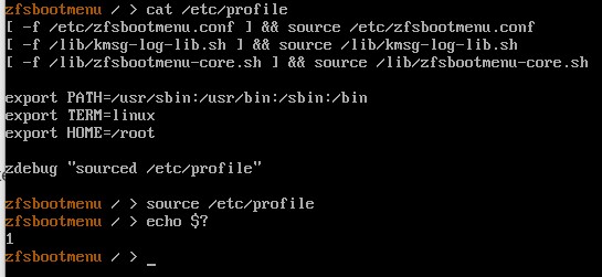 /etc/profile not sourced · Issue #241 · zbm-dev/zfsbootmenu · GitHub
