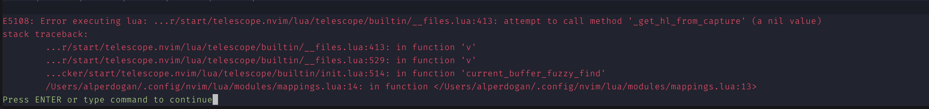 Cannot Call Current Buffer Fuzzy Find After Enabling Highlight From Treesitter · Issue 2418