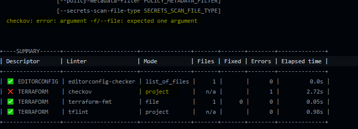 Checkov fails when using `TERRAFORM_CHECKOV_CLI_LINT_MODE: project` because it keeps the file ...
