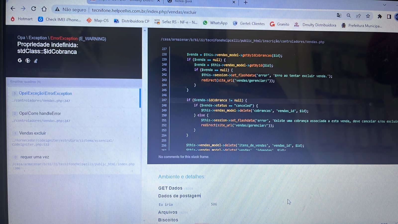 Erro ao apagar venda · Issue #1890 · RamonSilva20/mapos · GitHub